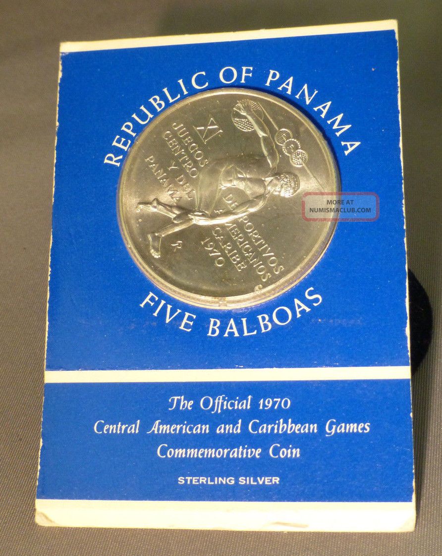1970 Republic Of Panama Five Balboas Silver. 925 Commemorative Coin