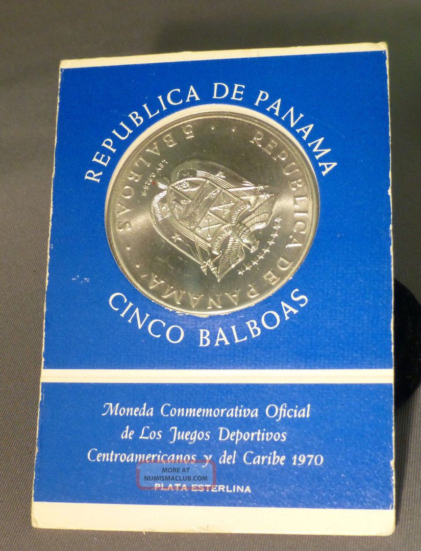 1970 Republic Of Panama Five Balboas Silver. 925 Commemorative Coin
