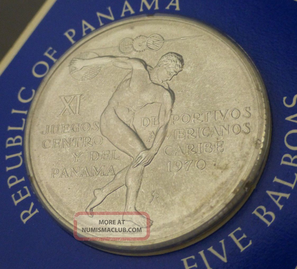 1970 Republic Of Panama Five Balboas Silver. 925 Commemorative Coin