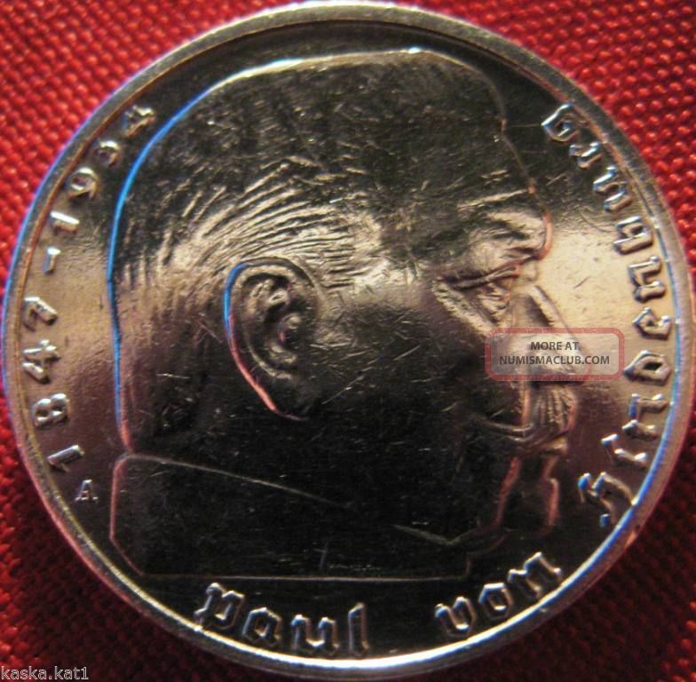 Nazi German 2 Reichsmark Silver 1937 - A Coin Third Reich Eagle Swastika