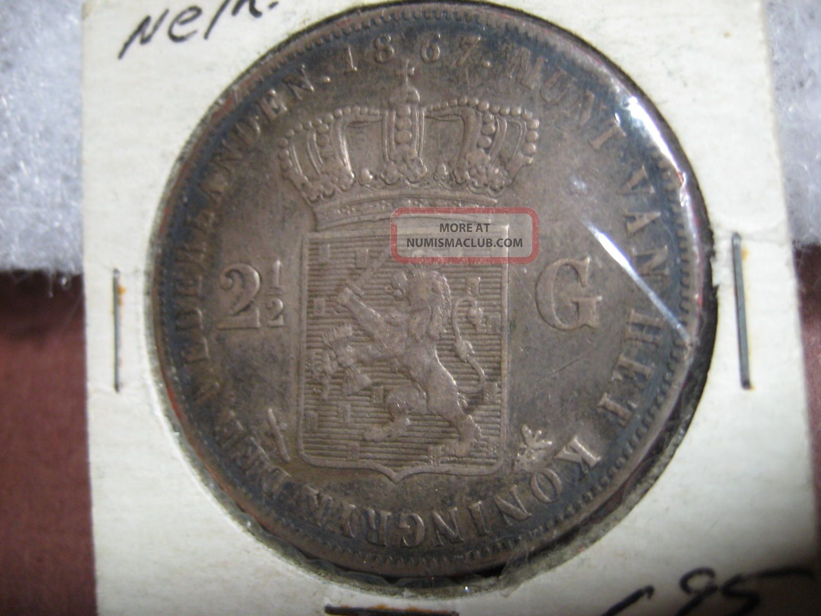 Vintage 1867 Netherlands Wilhelm Iii Silver 2 And A Half Gulden