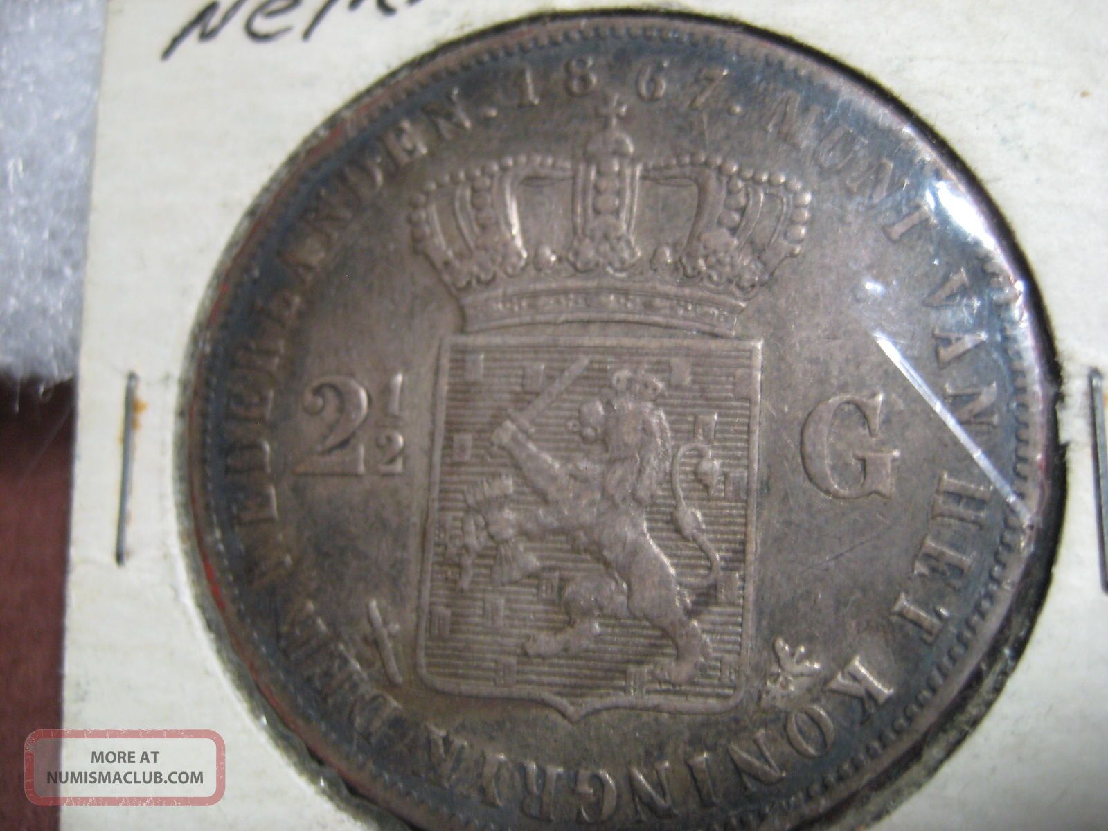 Vintage 1867 Netherlands Wilhelm Iii Silver 2 And A Half Gulden