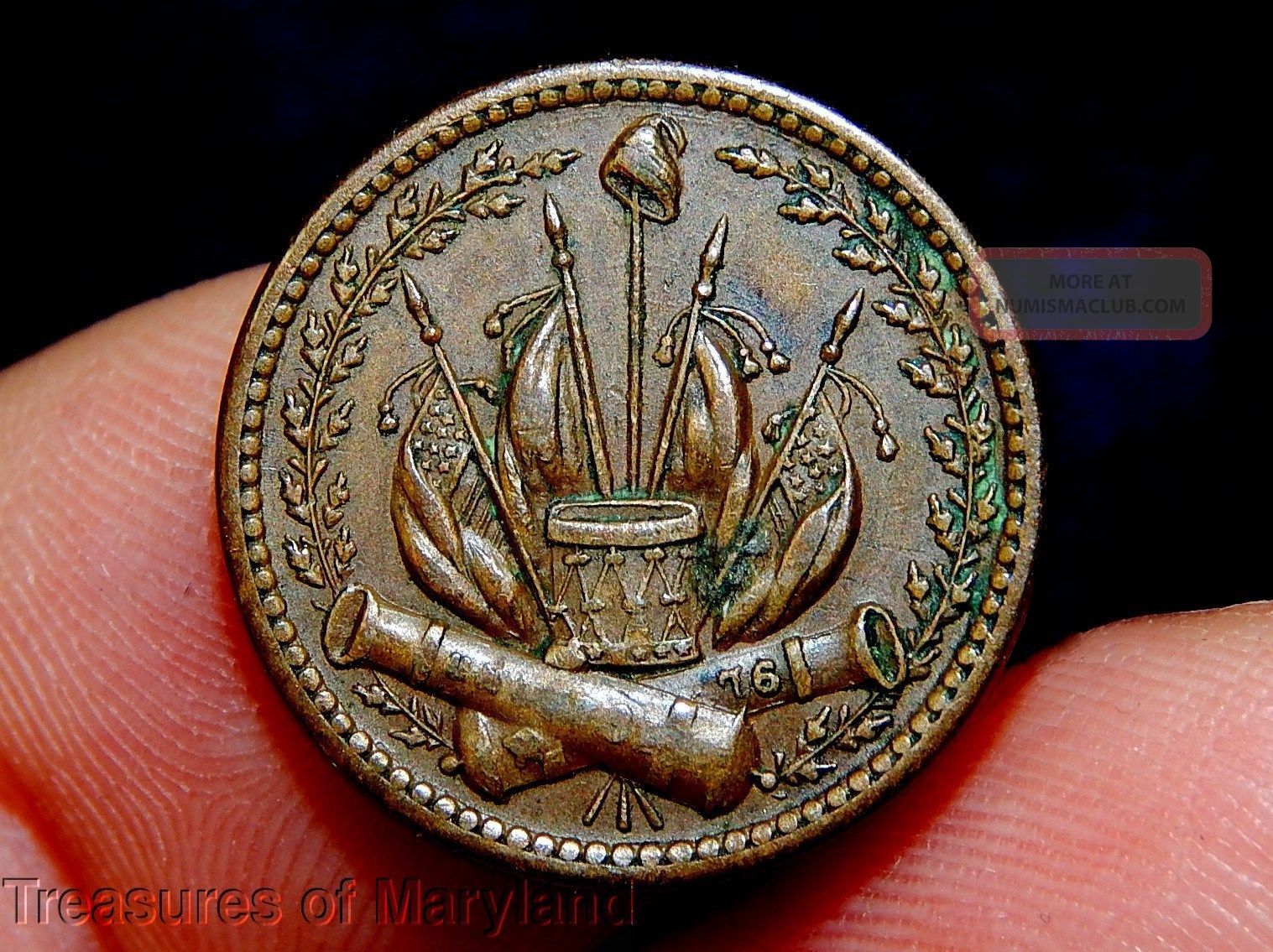 Old Us Civil War Token 1861 - 64 " Crossed Cannons " Fantastic Coin (yf16)