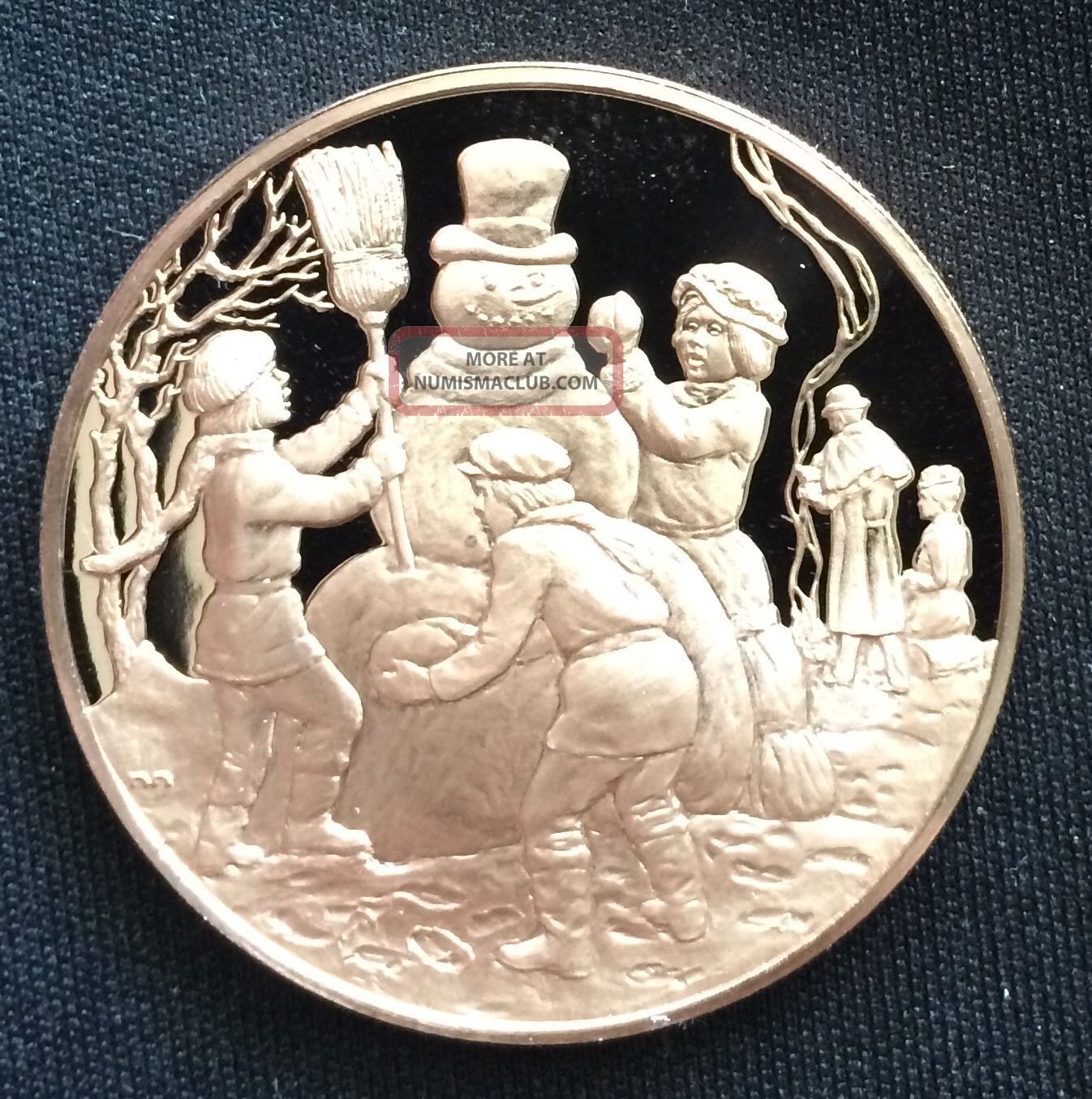 Franklin Christmas Holiday Winter Scene Coin Medal Snowman