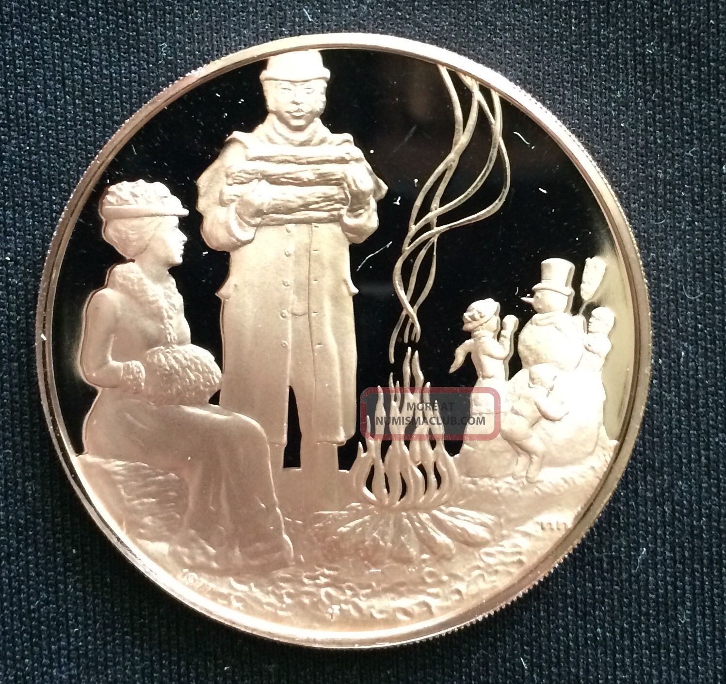 Franklin Christmas Holiday Winter Scene Coin Medal Snowman