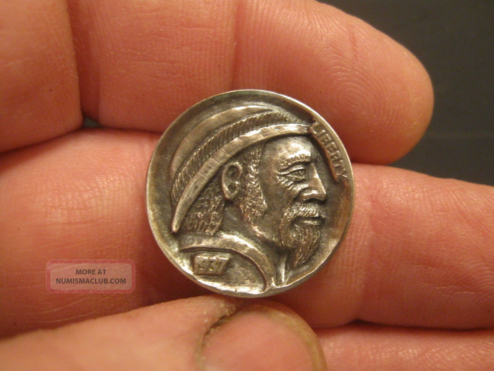 Hobo Nickel, Miniature Metal Carving, 