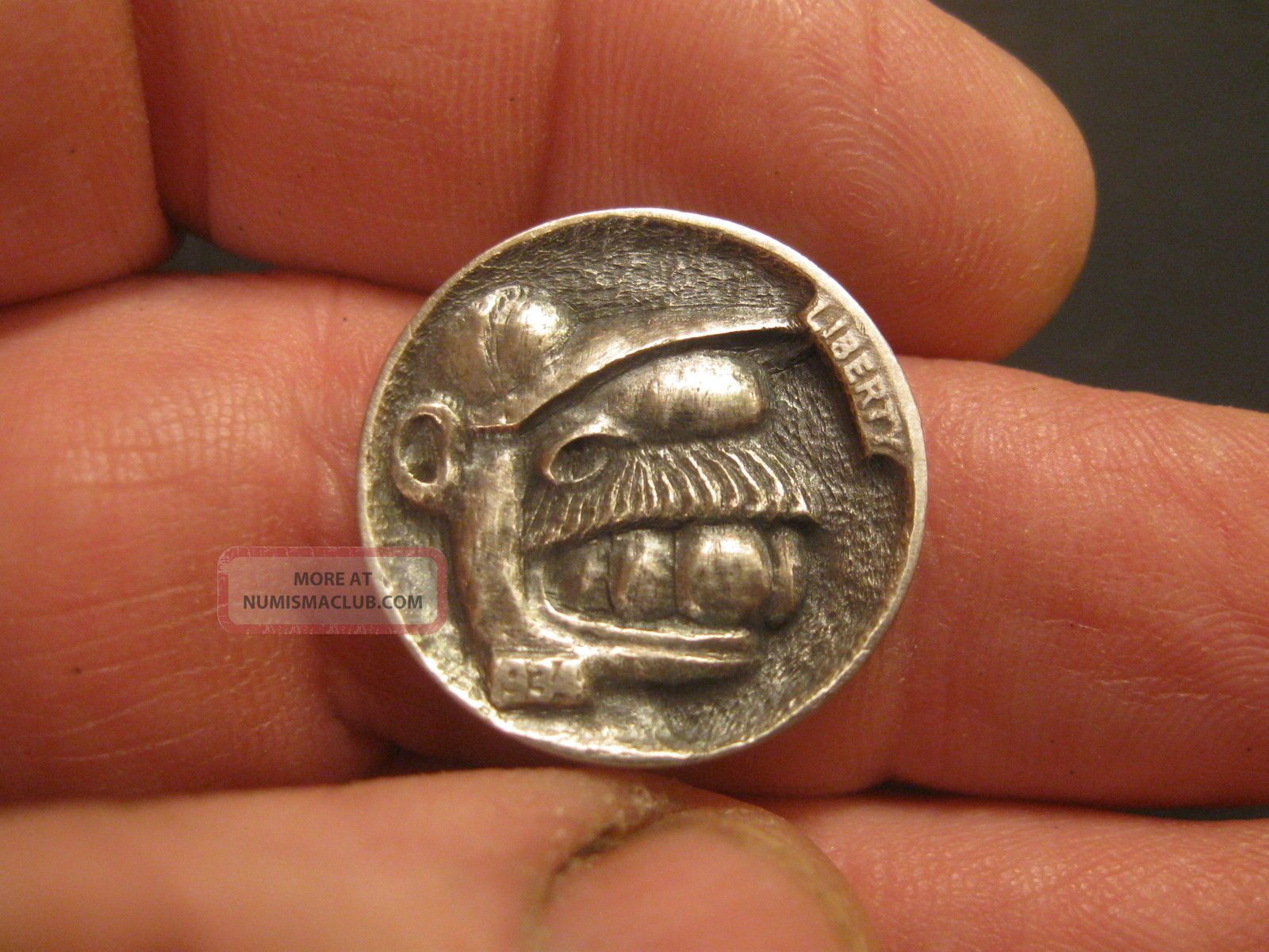 Hobo Nickel, Miniature Metal Carving, 