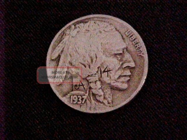 Carved Hobo Nickel Wind Blown Spirit Skull Folk Art Coin Token Ohns 1304