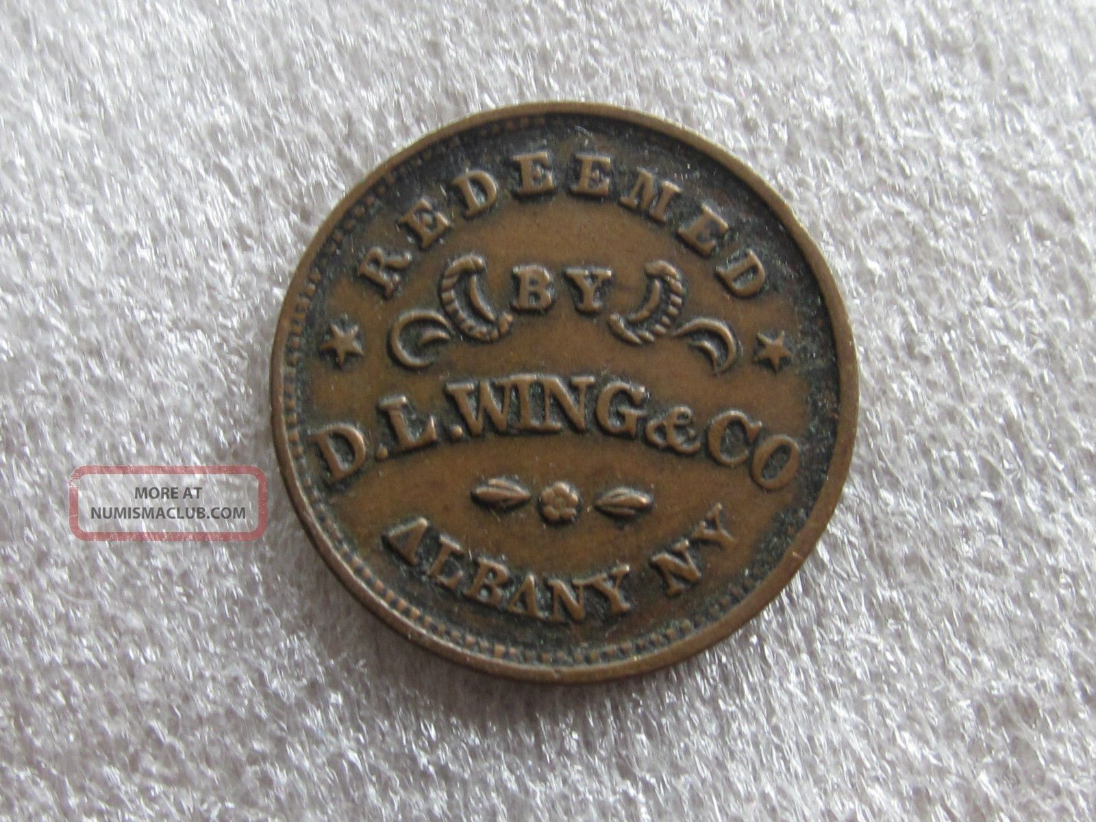 Antique Civil War Era Redeemed By D. L. Wing & Co. Union Flour Token Coin