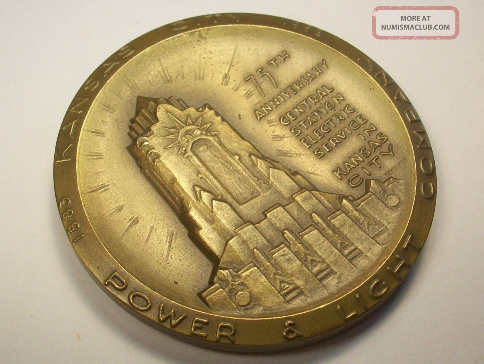 Bronze Art Deco Medallion/paperweight Kansas City Power & Light Co. 1958