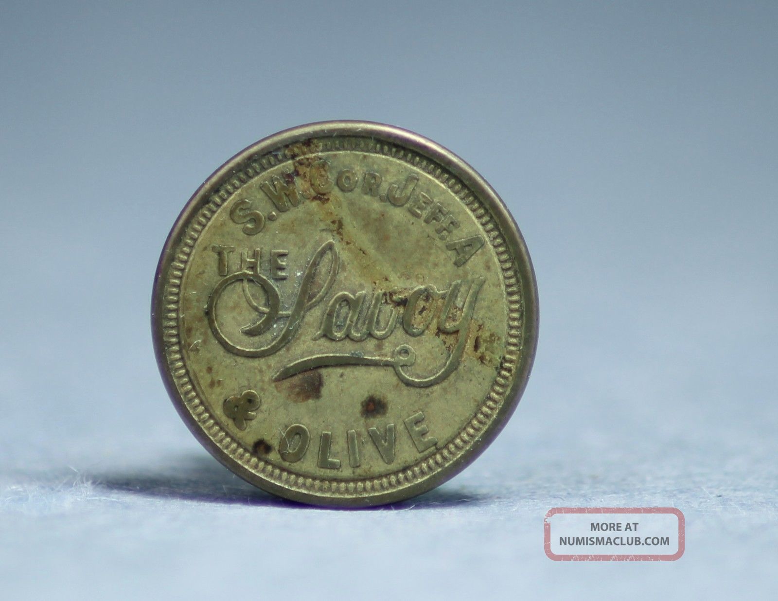 Vintage The Savoy St Louis Missouri Mo Trade Token 2 1/2 Cents 915 Olive St
