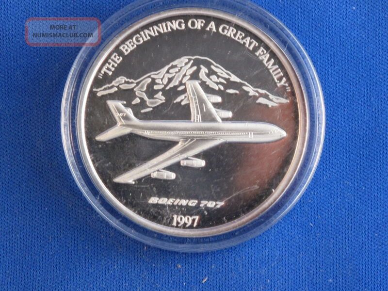 1997 Boeing 707 Employee Coin Club 1. 5 Oz Silver Art B3534l