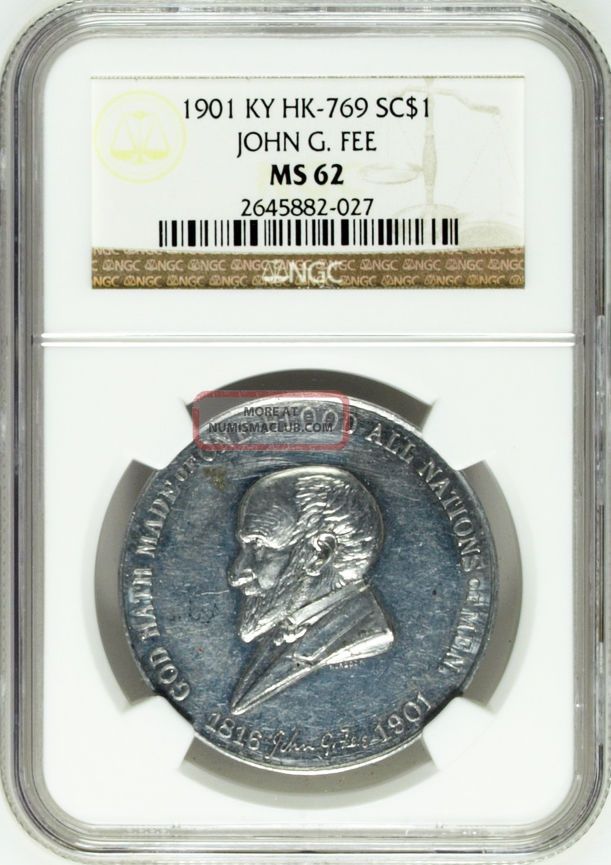 1901 John G. Fee Medal - Hk769, Ms62 Ngc, Berea Kentucky Token ...
