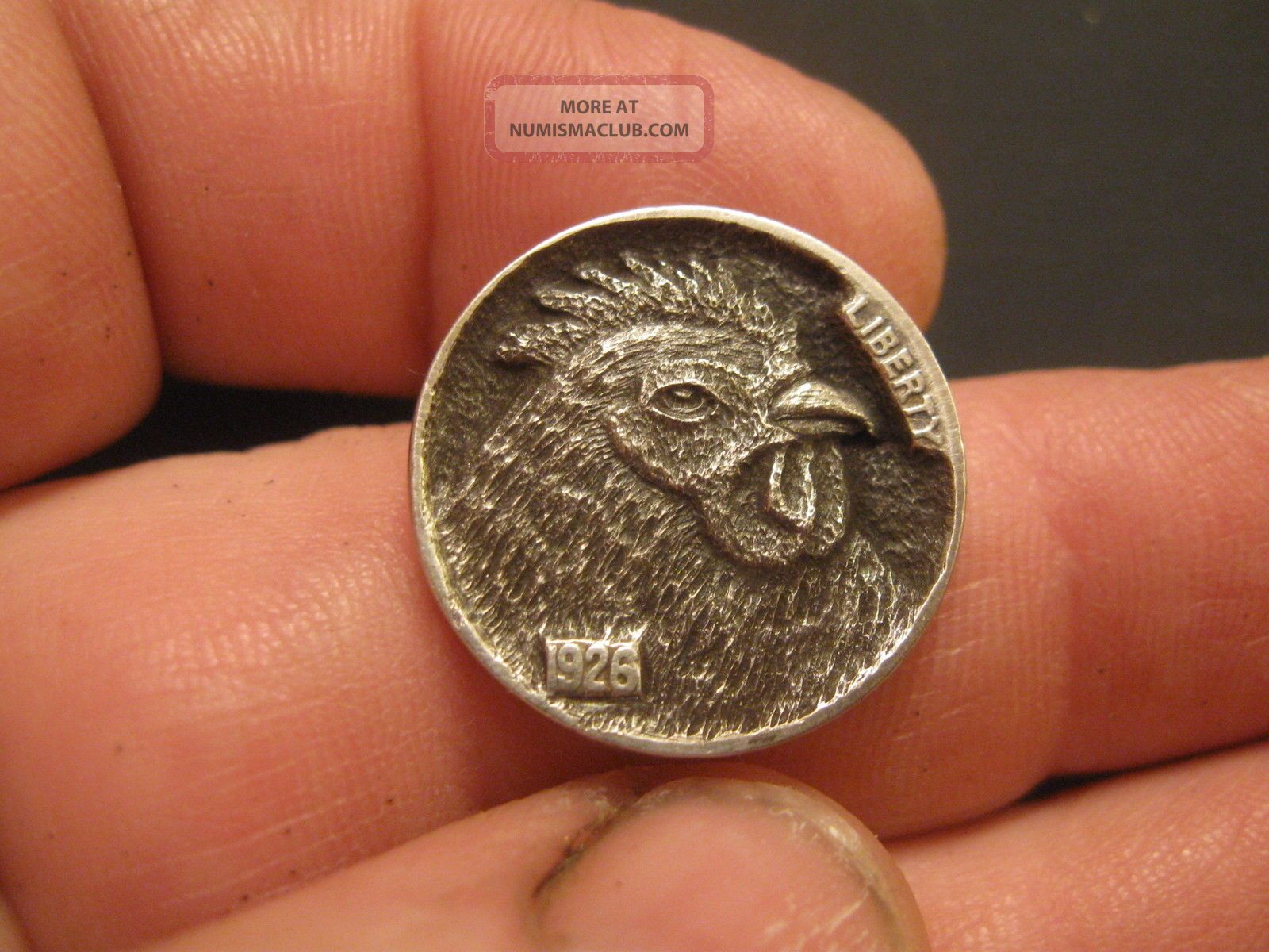 Miniature Metal Carving, Hobo Art, Hobo Nickel, Rooster