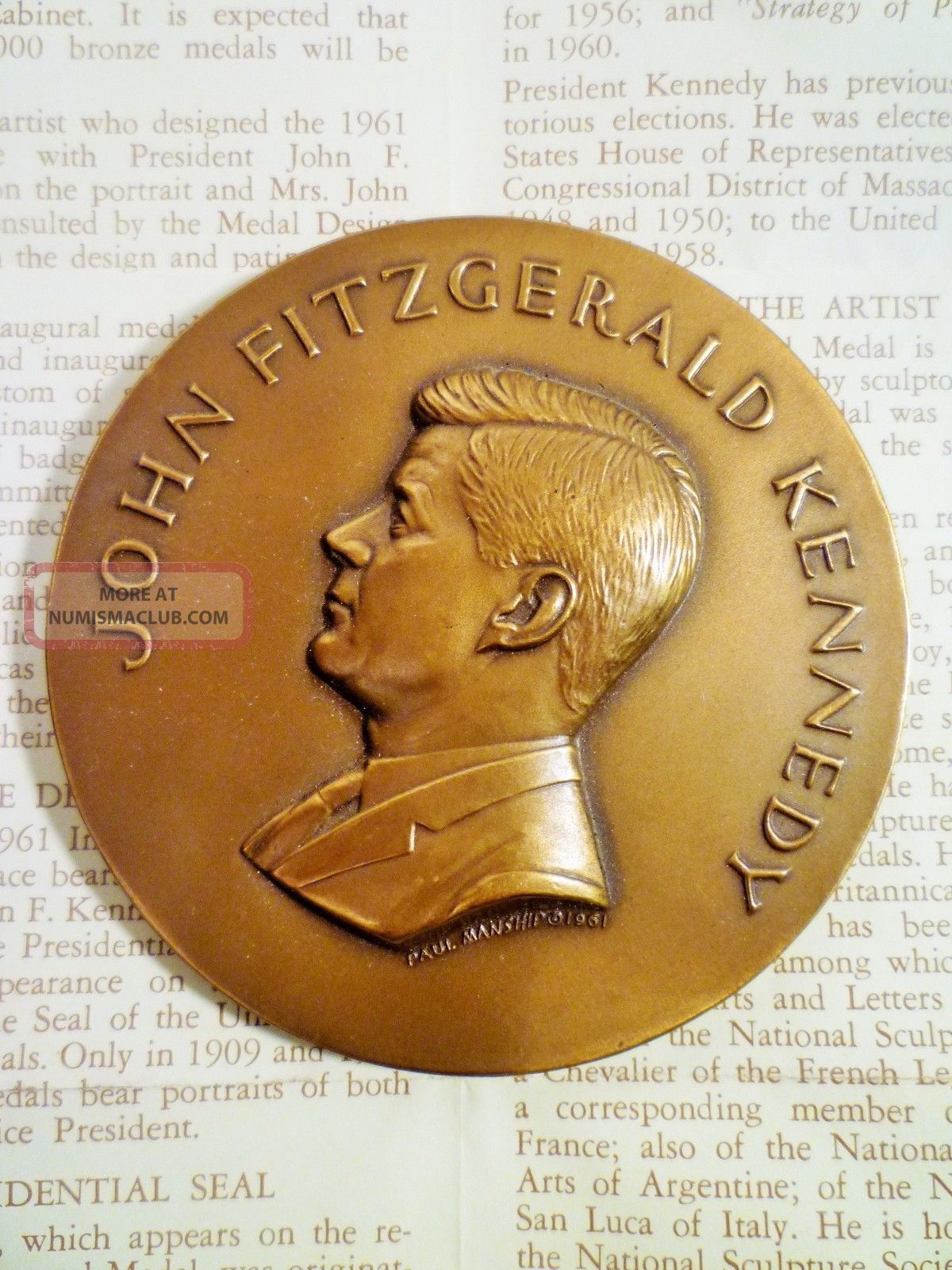 1961 Jfk Kennedy 2 3/4 " Official Bronze Inaugural Medal — Medallic Art ...