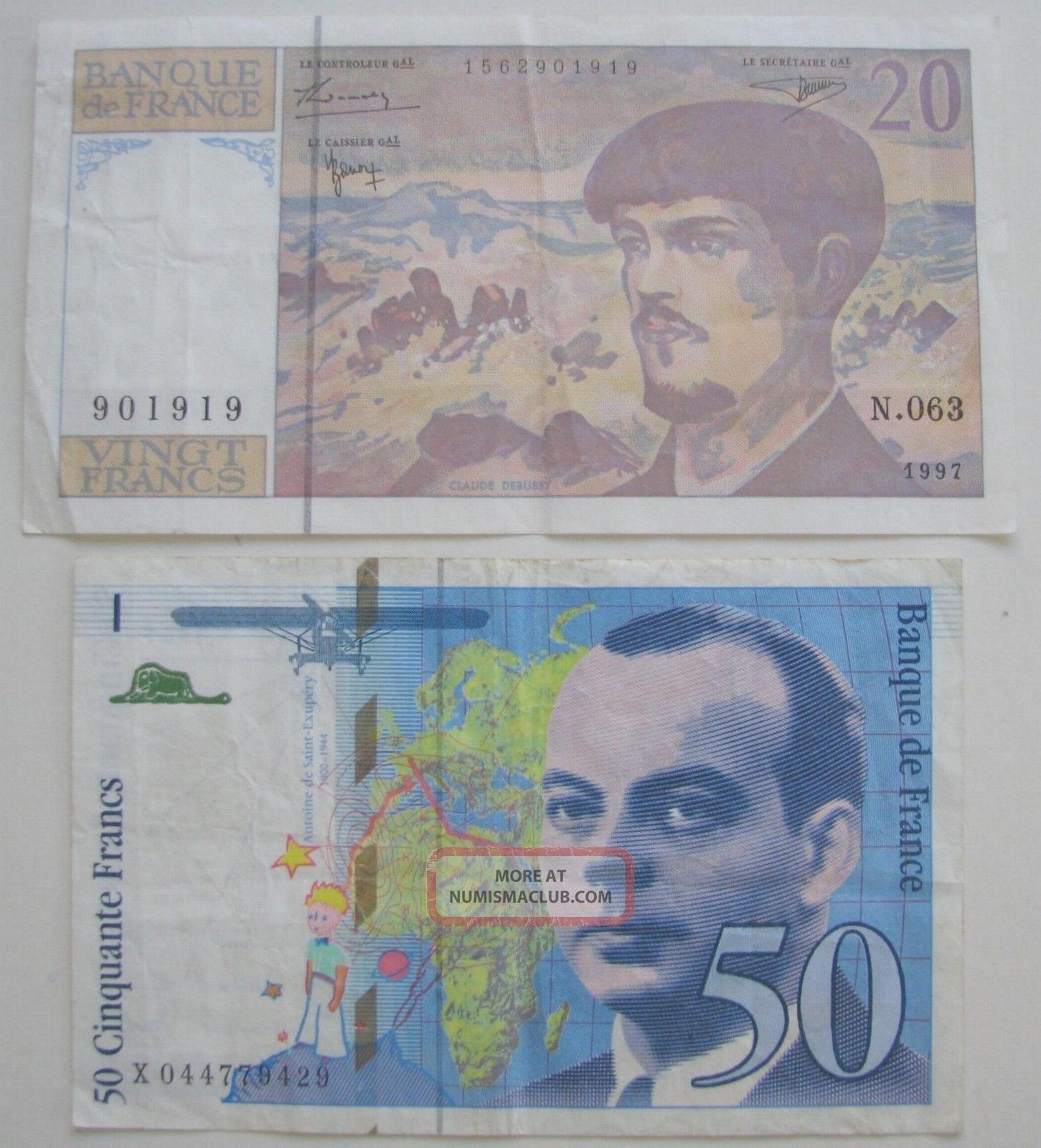 France 1997 20 And 50 Francs Banknote – Fine Very Fine