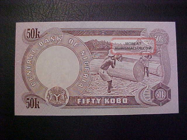1973 Nigeria Paper Money - 50 Kobo Banknote