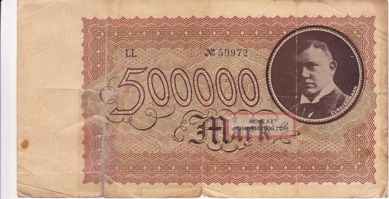 Germany 500, 000 Mark Circulated 1923 Issue Banknote