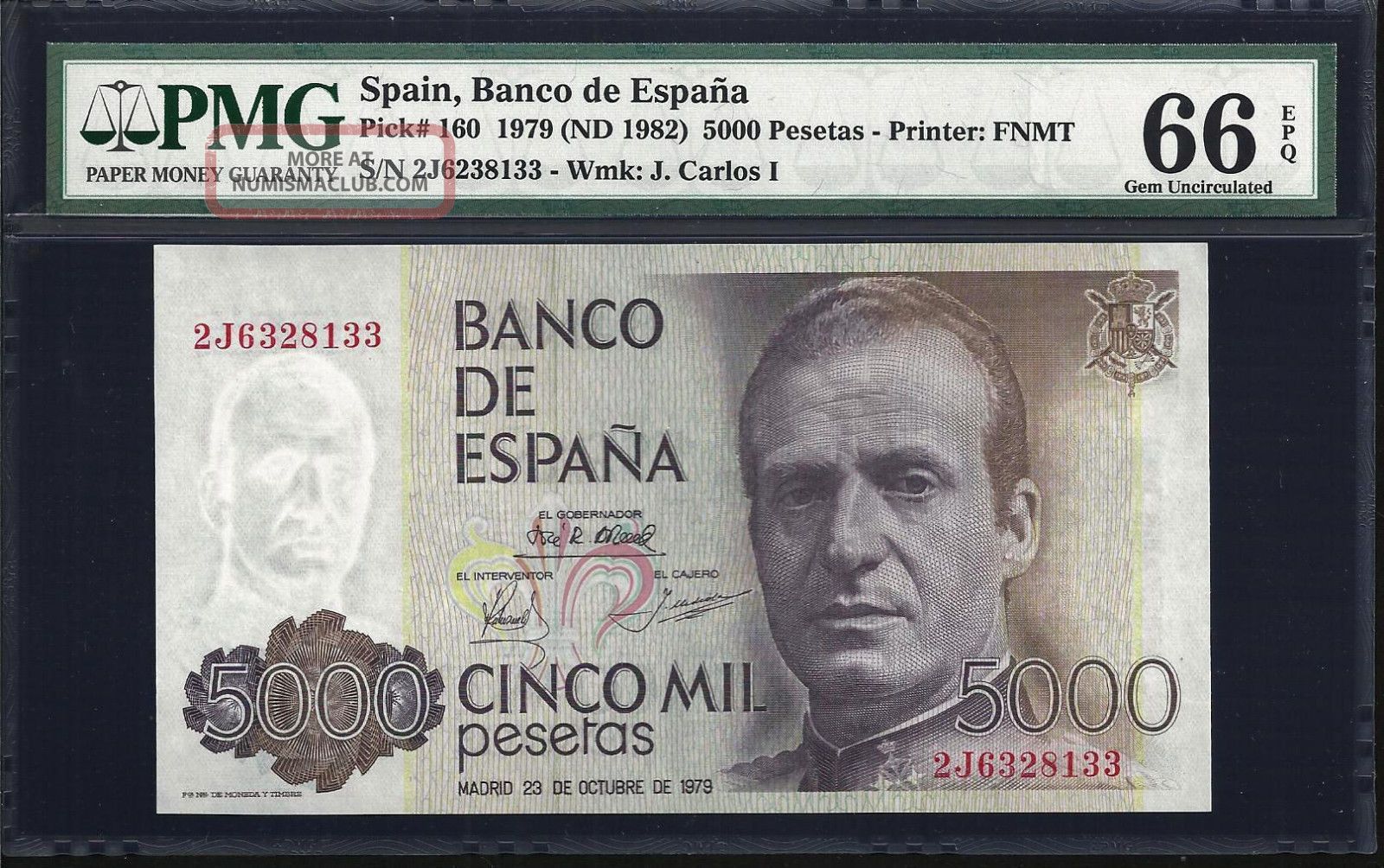Spain 5000 (5. 000) Pesetas 1979 - Pmg 66 Epq - Unc