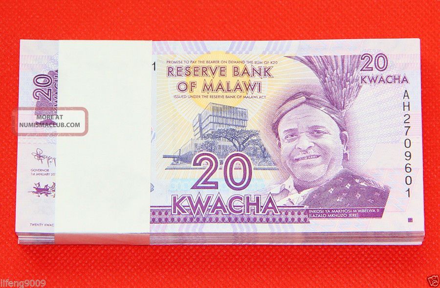 Malawi 100 X 20 Kwacha Banknote Unc Pack Bundle 2012