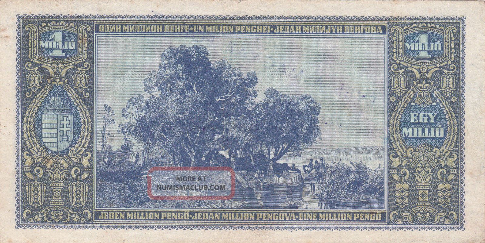 Rare Commemorative Exhibition Overprint On 1 000 000 Pengo 1945 Note ...