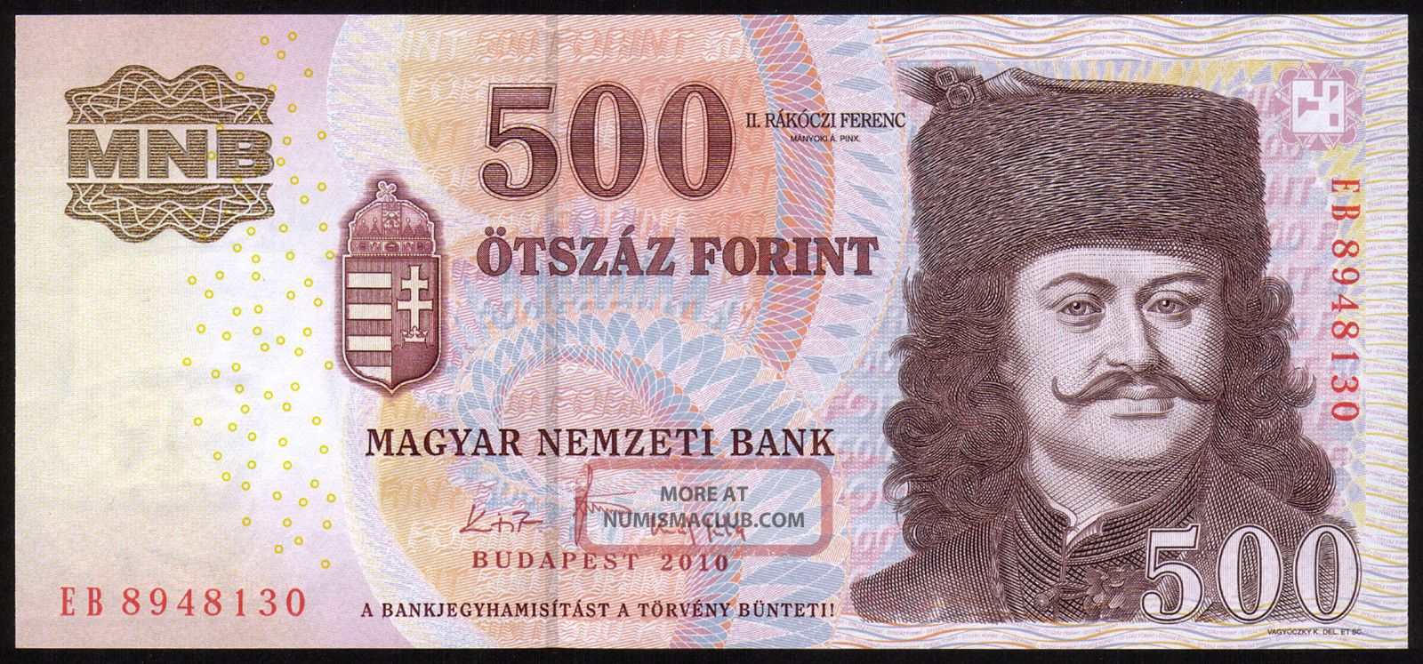 Hungary 500 Forint 2010 Unc