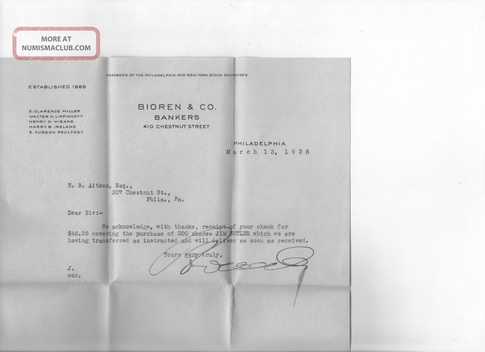 Historic Jim Butler Mining Stock 1924, Extra Documents Vf N/r