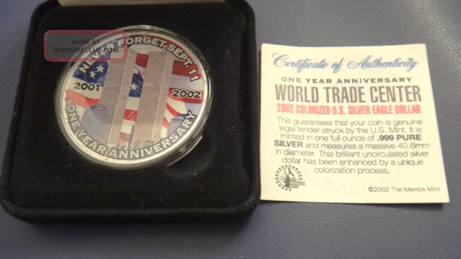 1oz. Sept 11 2001 - 2002 American Silver Dollar Colored