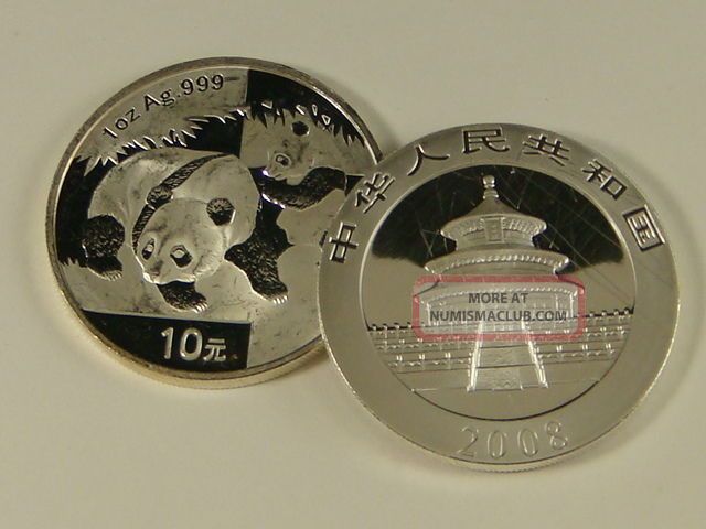 (2) 2008. 999 Fine Silver 1 Oz Chinese Silver Panda Bullion Round - A203