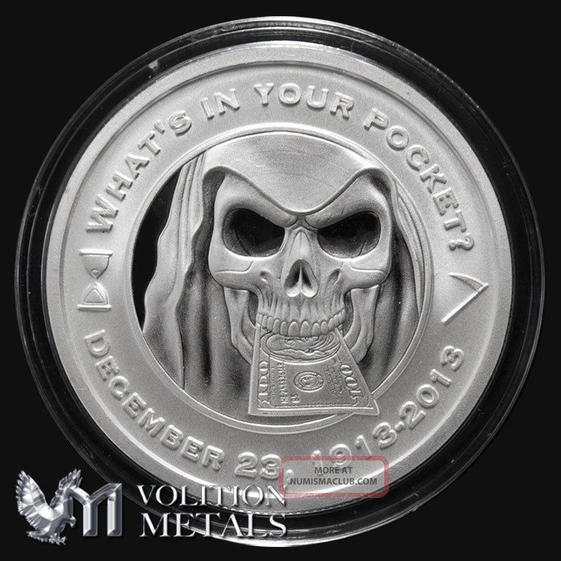 Grim Reaper 1 Oz. 999 Silver Bullion Round With Plastic Cap
