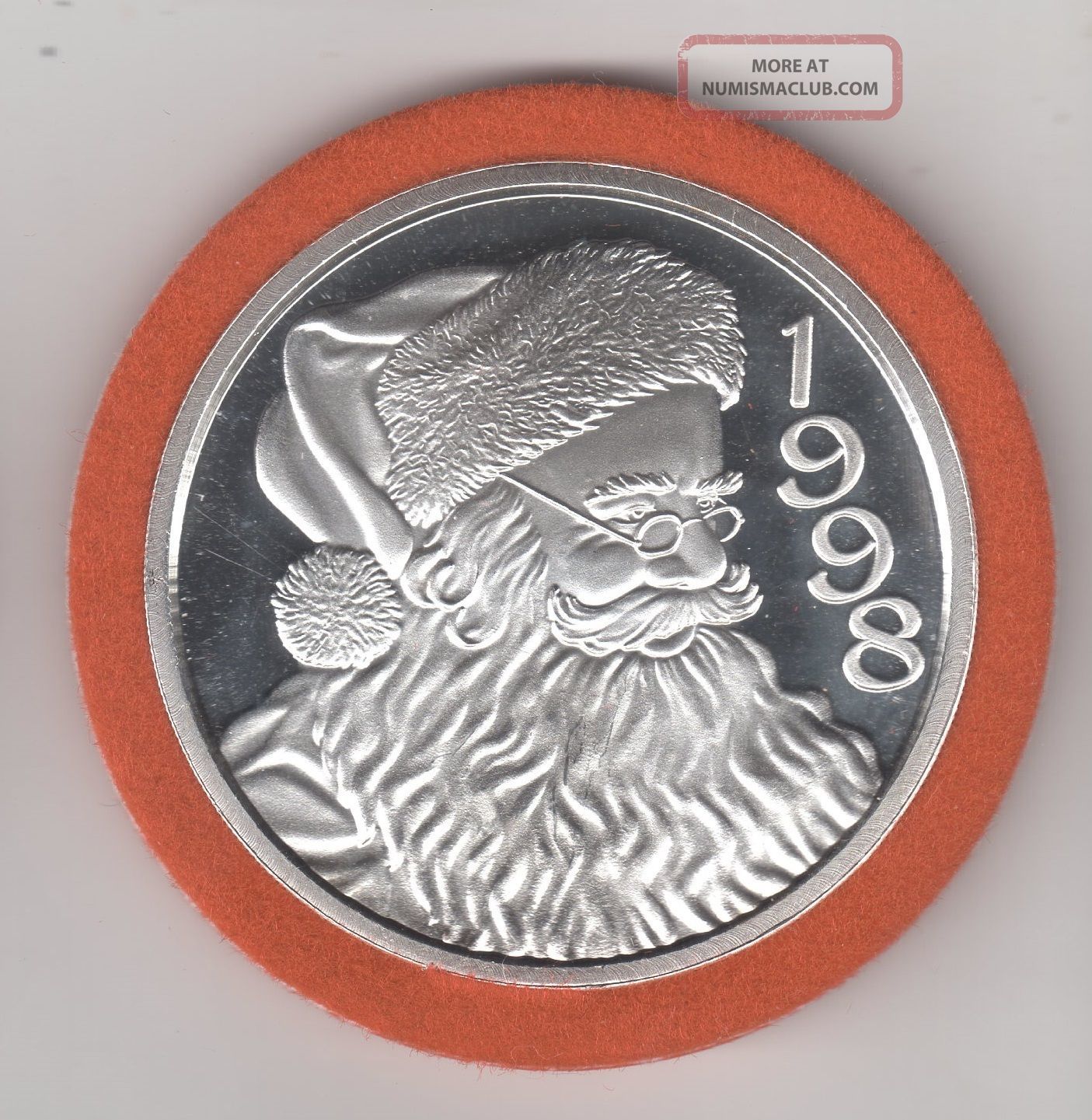 1998 Merry Christmas Santa Claus - 1 Oz. 999 Fine Silver Art Round ...
