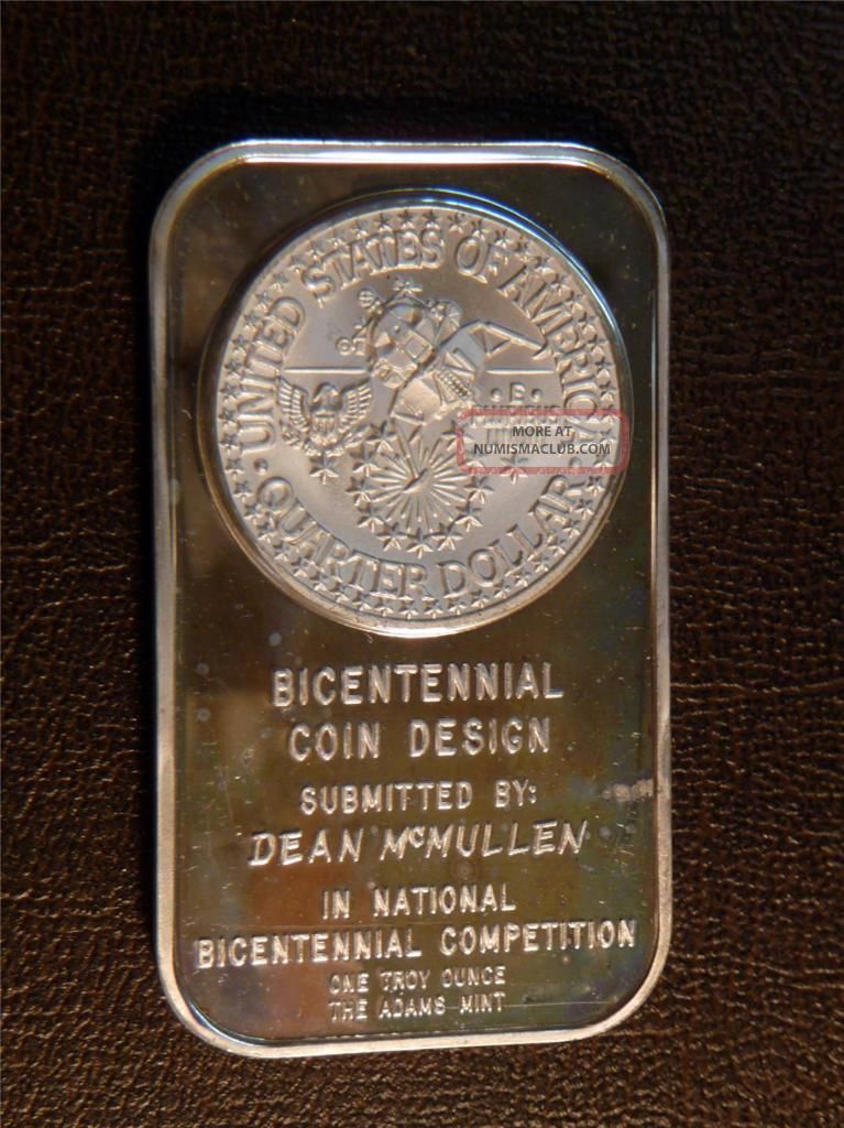 1976 Bicentennial Coin Design Competition, 1 Oz Silver Bar, 226