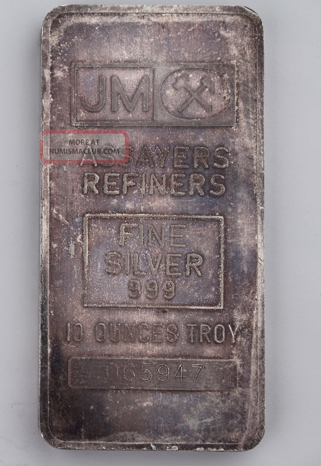 Johnson Matthey Jm J&m 10 Troy Oz 999 Fine Silver Bar
