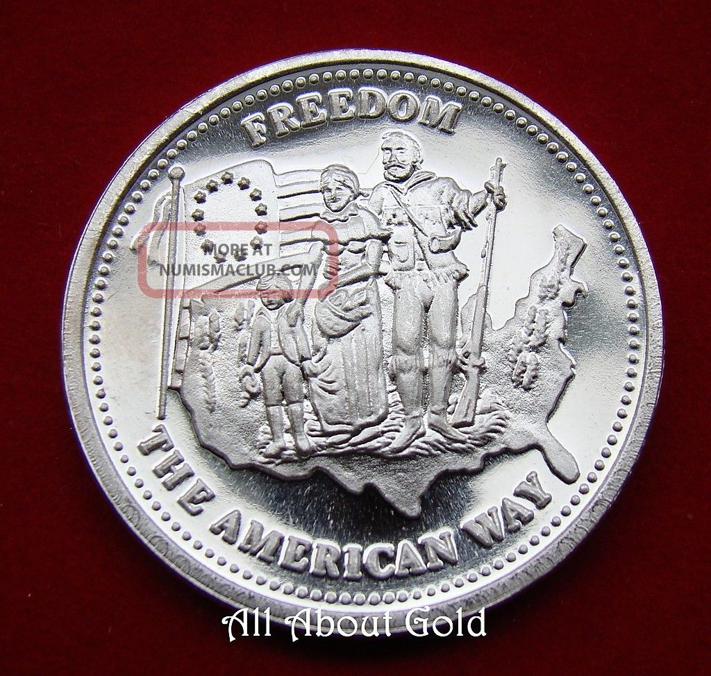 Solid Silver Round 1 Troy Oz Freedom American Way Johnson Matthey. 999 ...