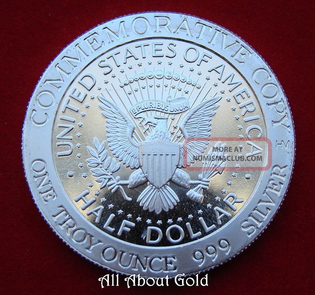 Solid Silver Round 1 Troy Oz Jfk John Kennedy Liberty America Pure. 999 Bu