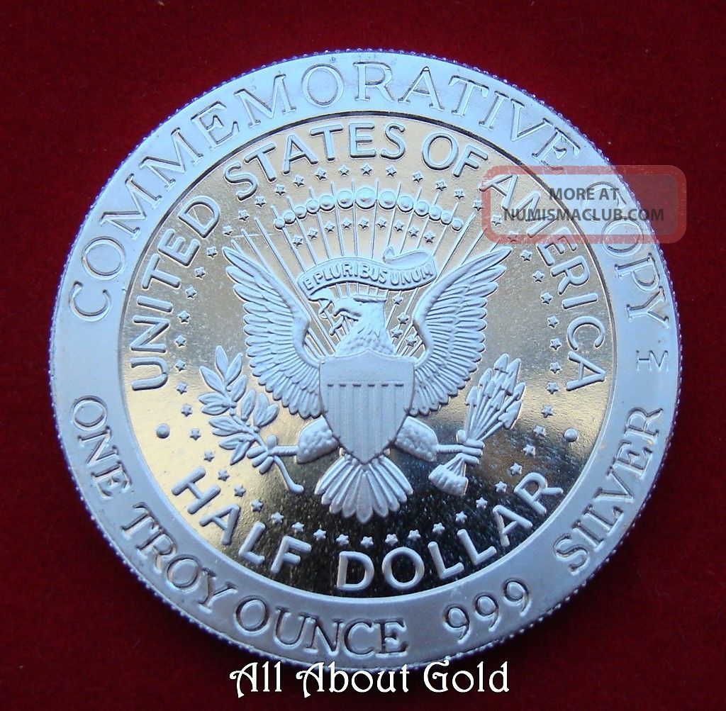 Solid Silver Round 1 Troy Oz Jfk John Kennedy Liberty America Pure. 999 Bu