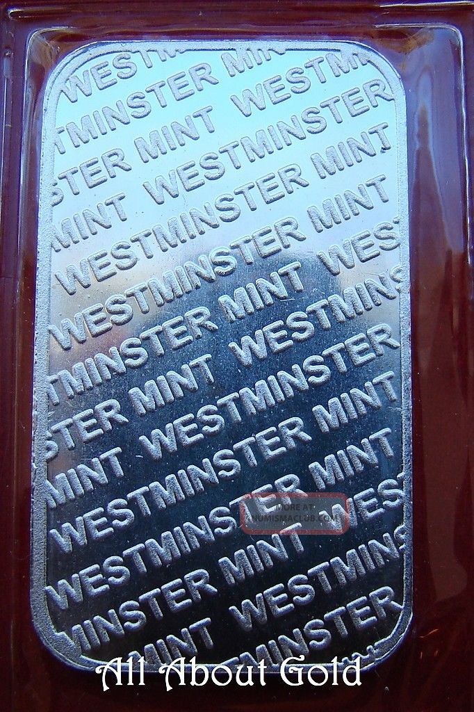Solid Silver Bar 1 Troy Oz Wm Westminster America Made Usa. 999 Fine Bu