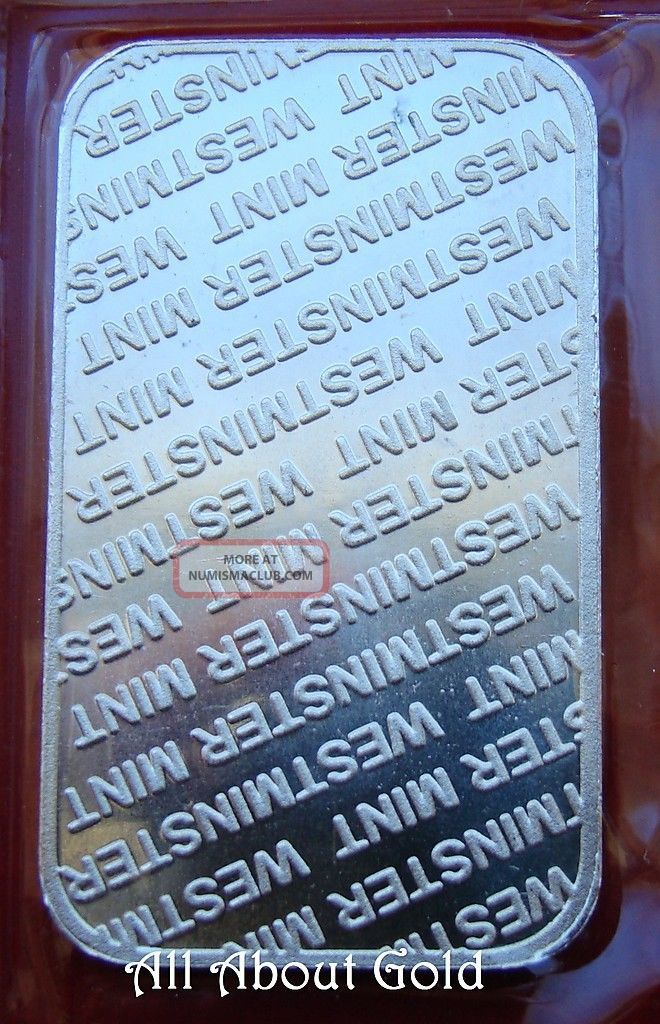 Solid Silver Bar 1 Troy Oz Wm Westminster America Made Usa. 999 Fine Bu
