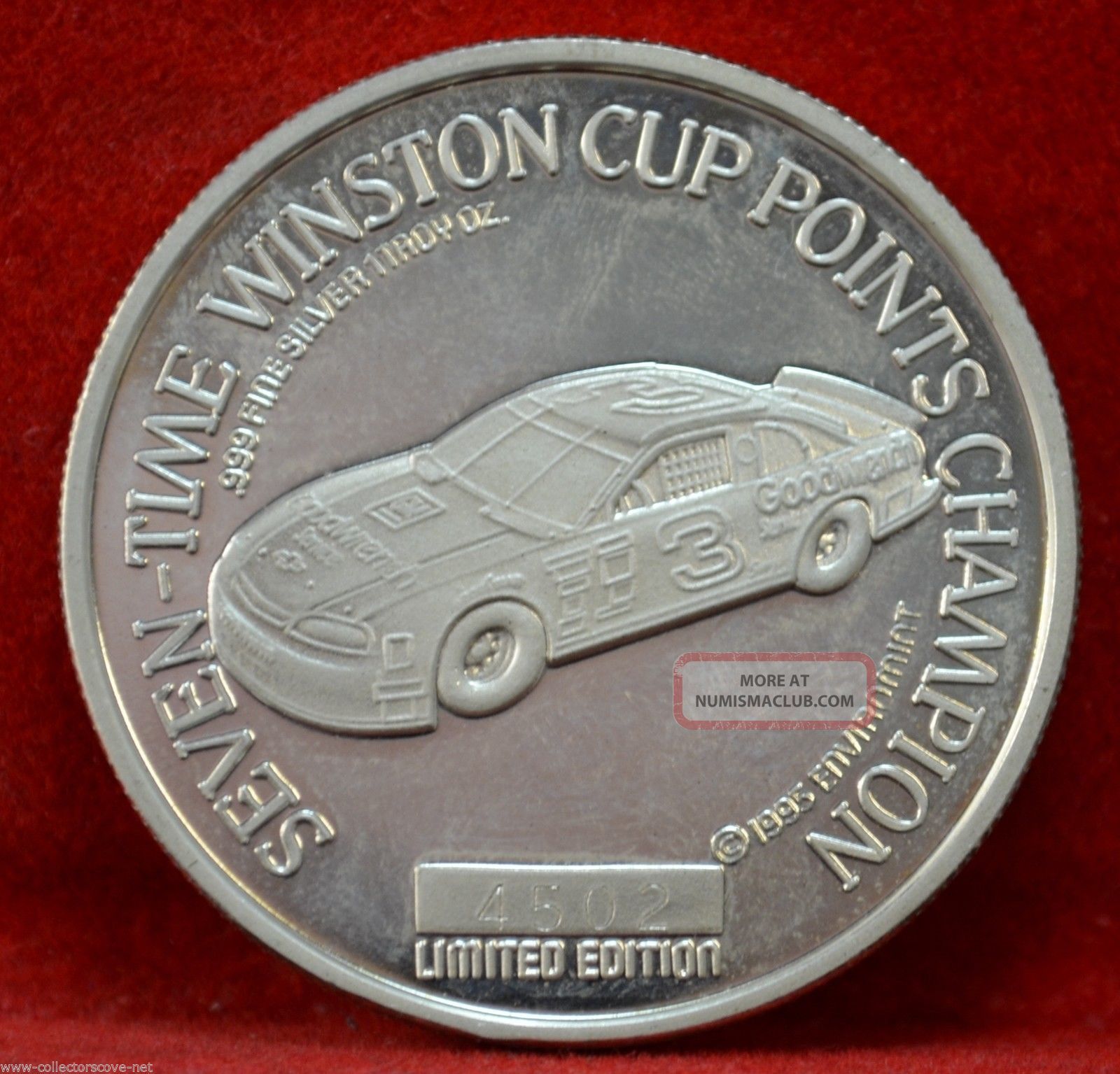 1995 Ltd. S. S. Dale Earnhardt 3, 7 Time Champion, 1oz. Silver. 999, C924