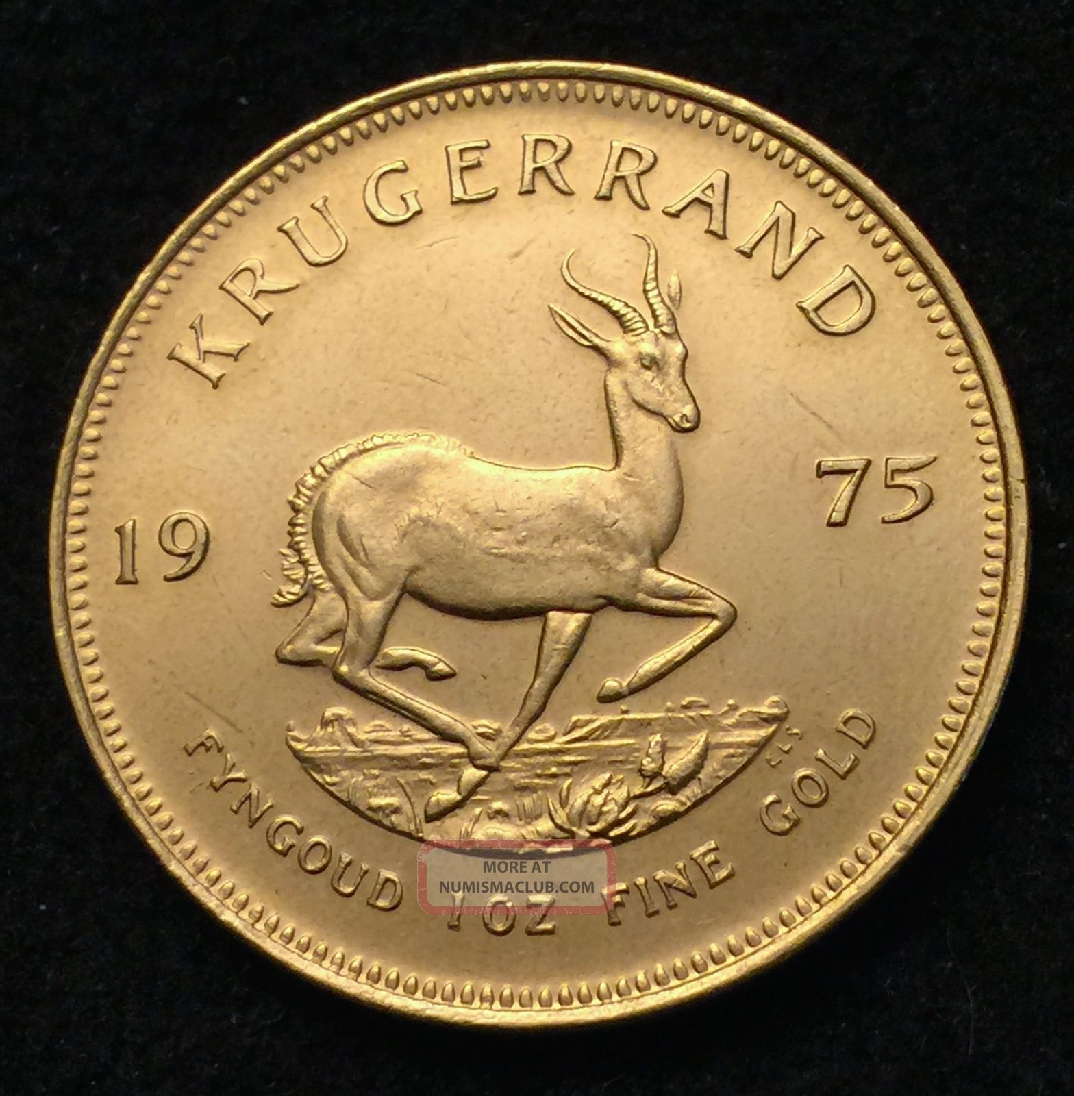 1975 1 Oz South African Gold Krugerrand Bullion Coin, 22 Kt Pure Gold