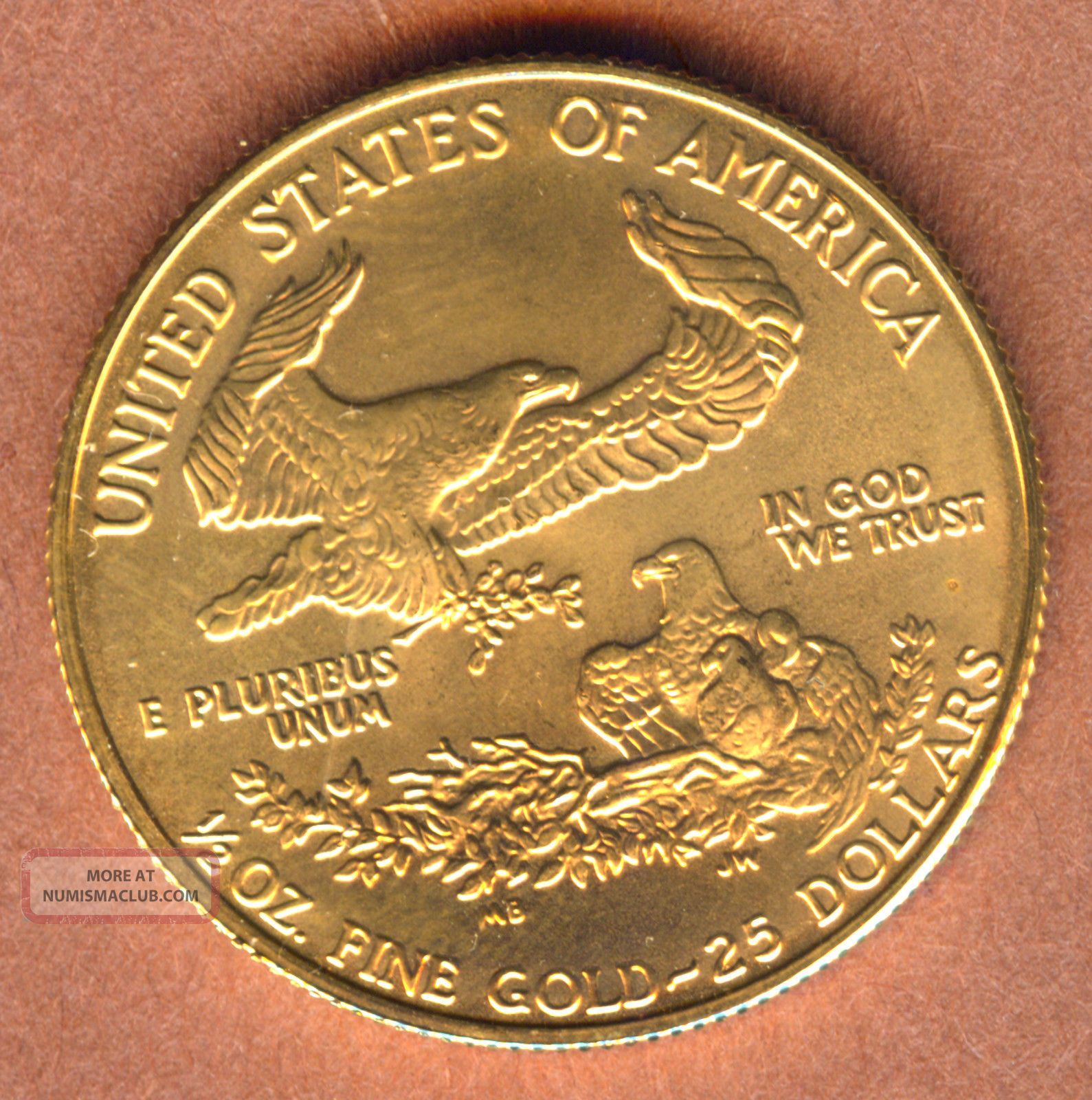 1986 United States Gold Eagle $25 Coin - 1/2 Ounce Of Gold - Unc