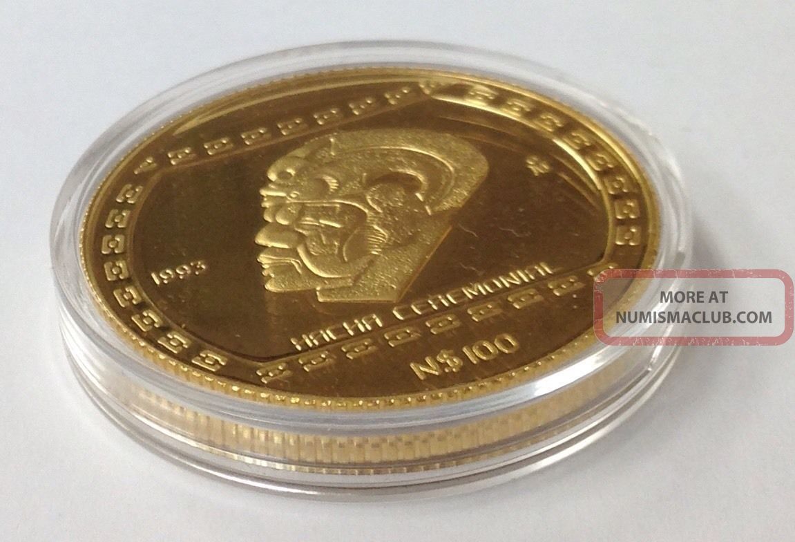 1993 Mexico 100 Nuevo Pesos Proof Gold Hacha Ceremonial Coin