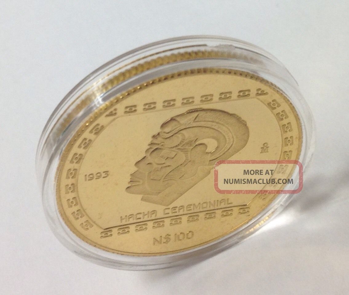 1993 Mexico 100 Nuevo Pesos Proof Gold Hacha Ceremonial Coin
