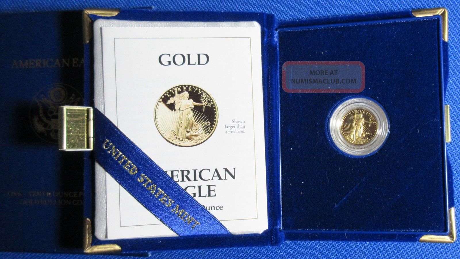 1993 Us Issued Proof Gold $5 Us Eagle 1/10th Oz. Pure. Includes Box