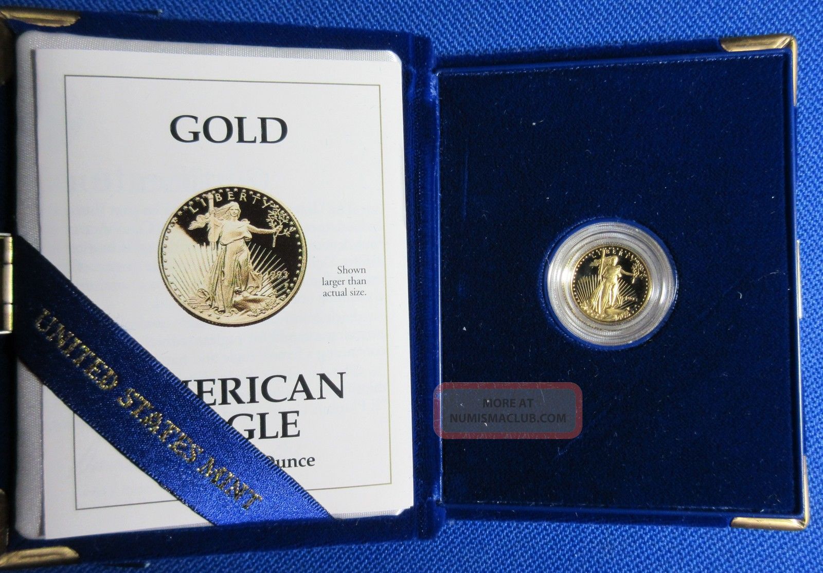 1993 Us Issued Proof Gold $5 Us Eagle 1/10th Oz. Pure. Includes Box