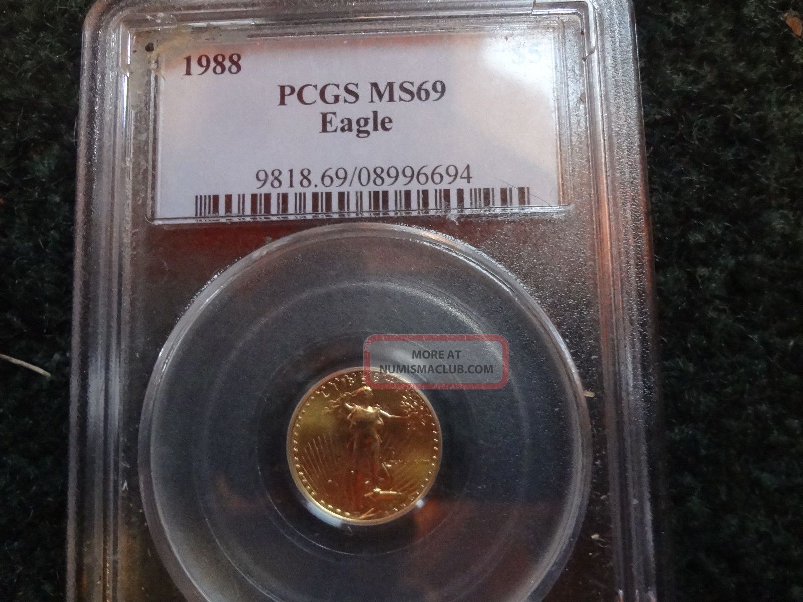 1988 5 Dollar Gold American Eagle. Pcgs Ms69.