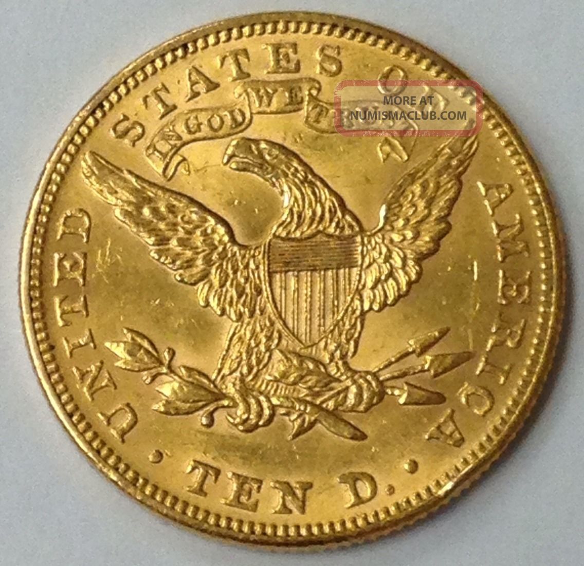 1893 $10 American Liberty Head Gold Eagle Coin Rare