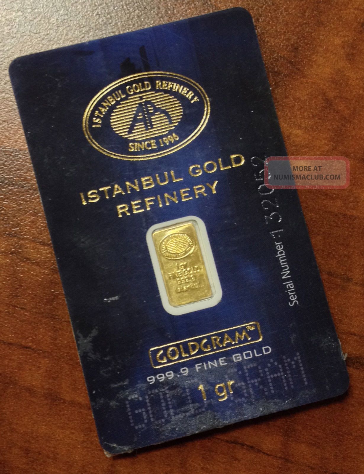 1 Gram Istanbul Gold Refinery Goldgram 999. 9 24k Gold Bar (in Assay),