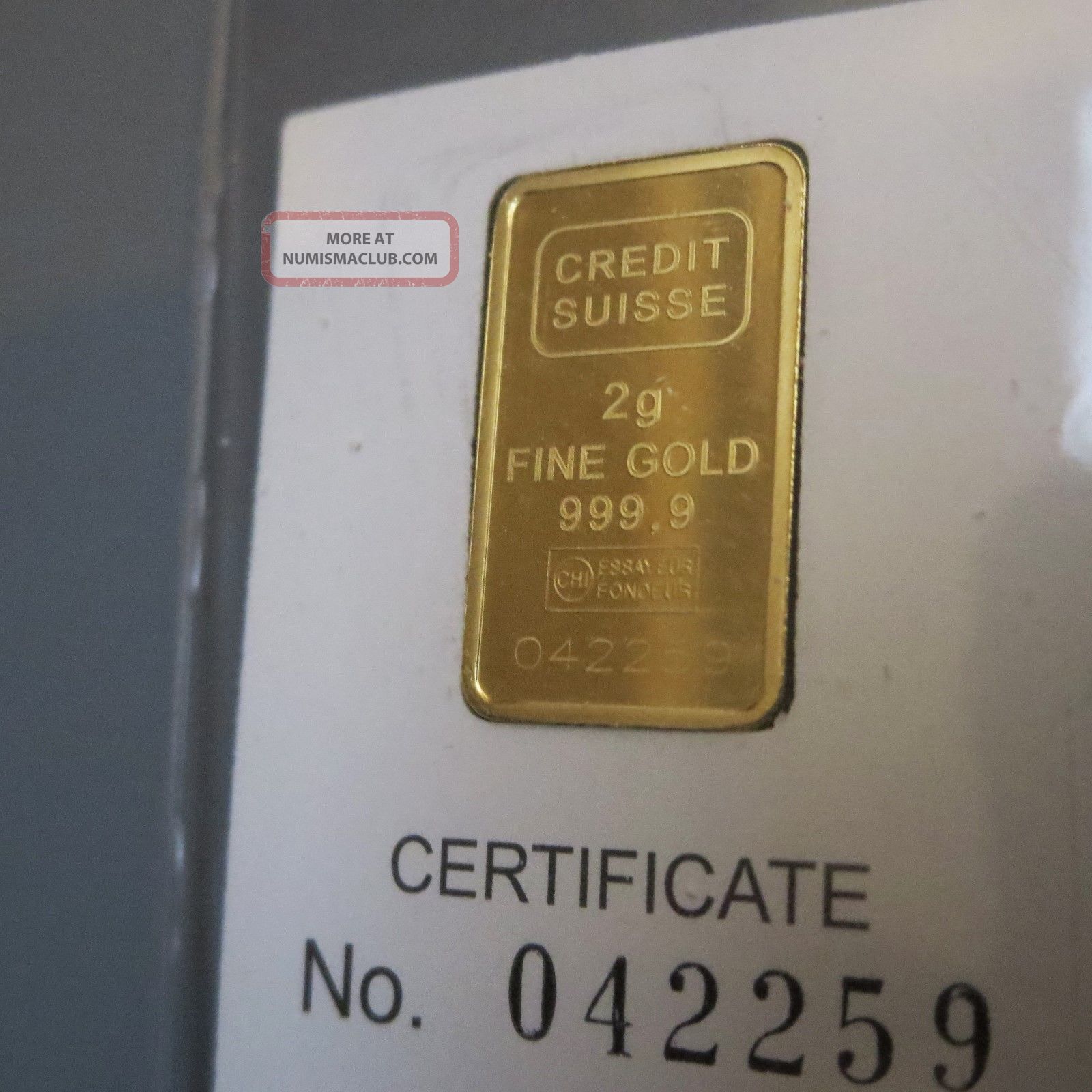 1985 Credit Suisse State Of Liberty 9999 Gold Bullion 2 Gram Bar In Assay