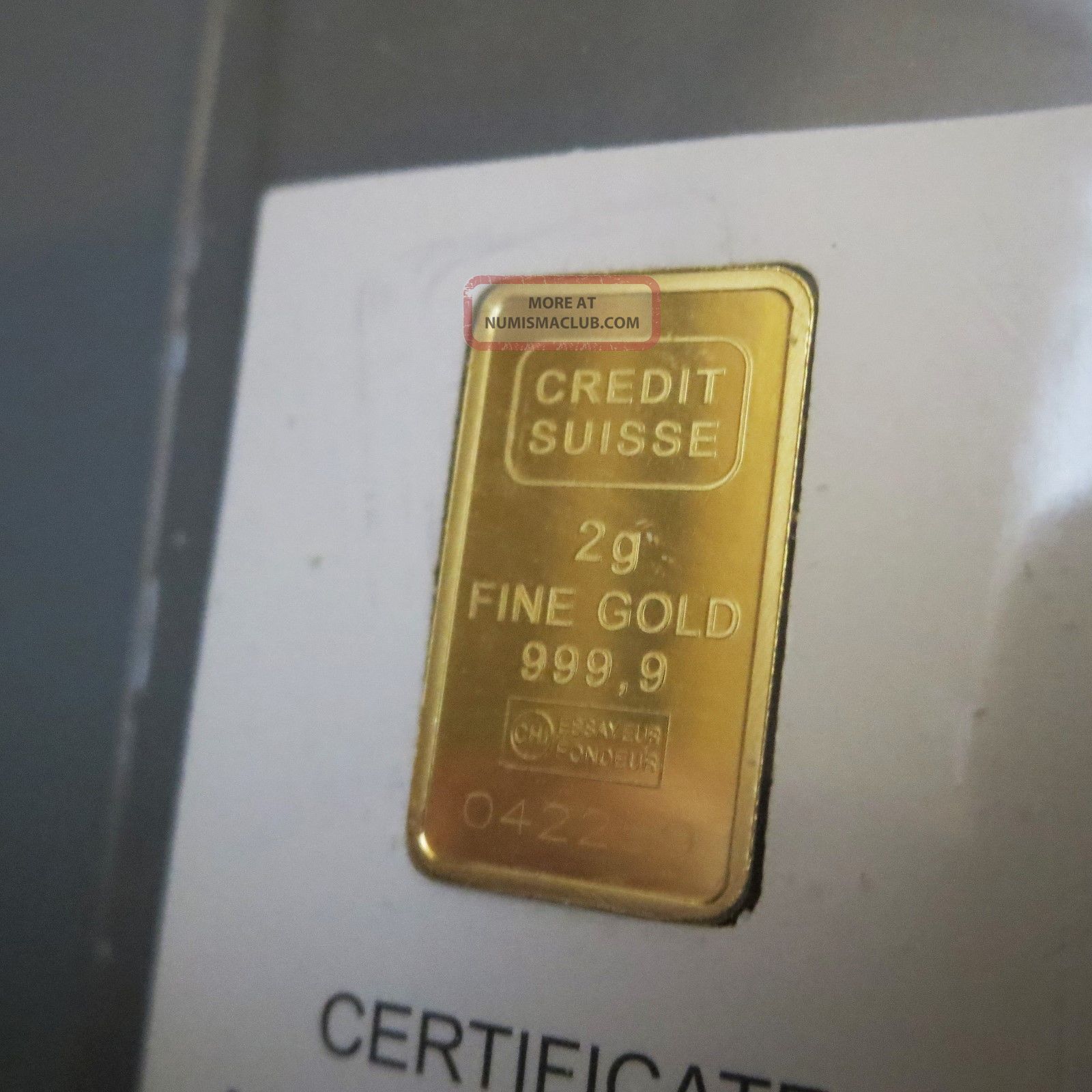 1985 Credit Suisse State Of Liberty 9999 Gold Bullion 2 Gram Bar In Assay